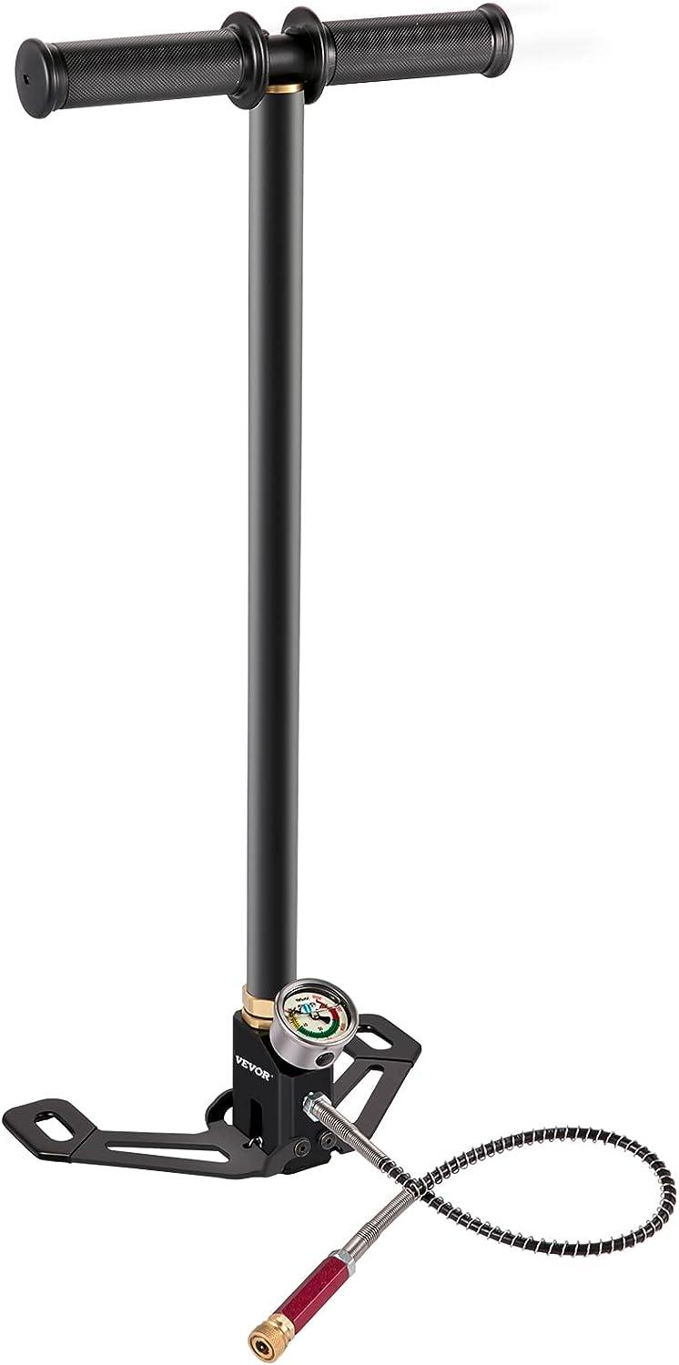 VEVOR PCP Air Pump | 4500psi High Pressure Hand Pump with Gauge | Stainless Steel for PCP ...
