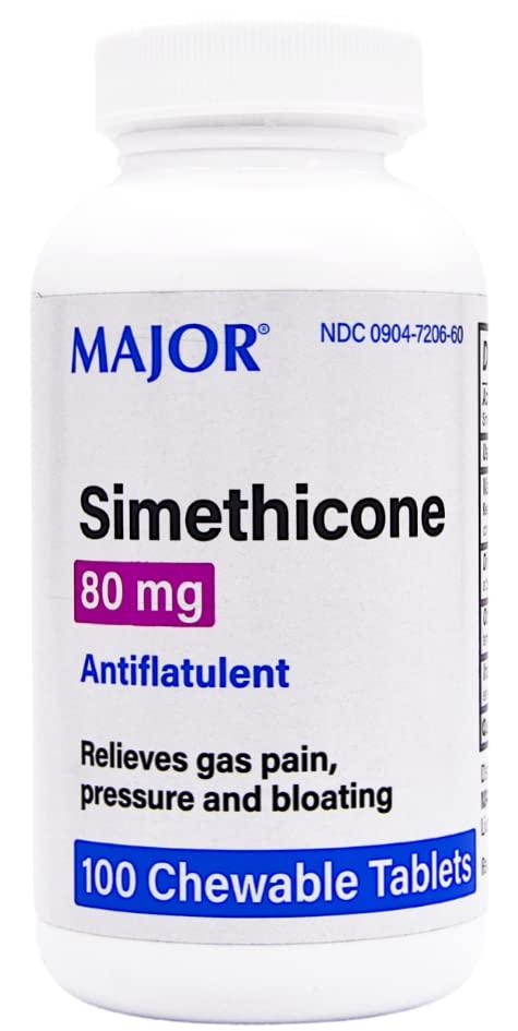 Major Simethicone 80mg Antiflatulent - 100 Mint Chewable Tablets