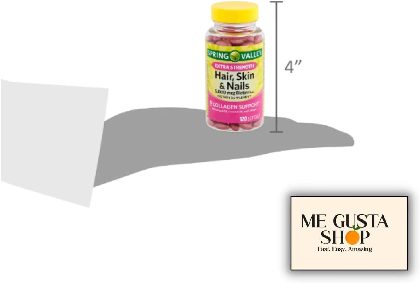 Spring Valley Hair Skin & Nails Biotin Collagen Gelatin Extra Strength ...