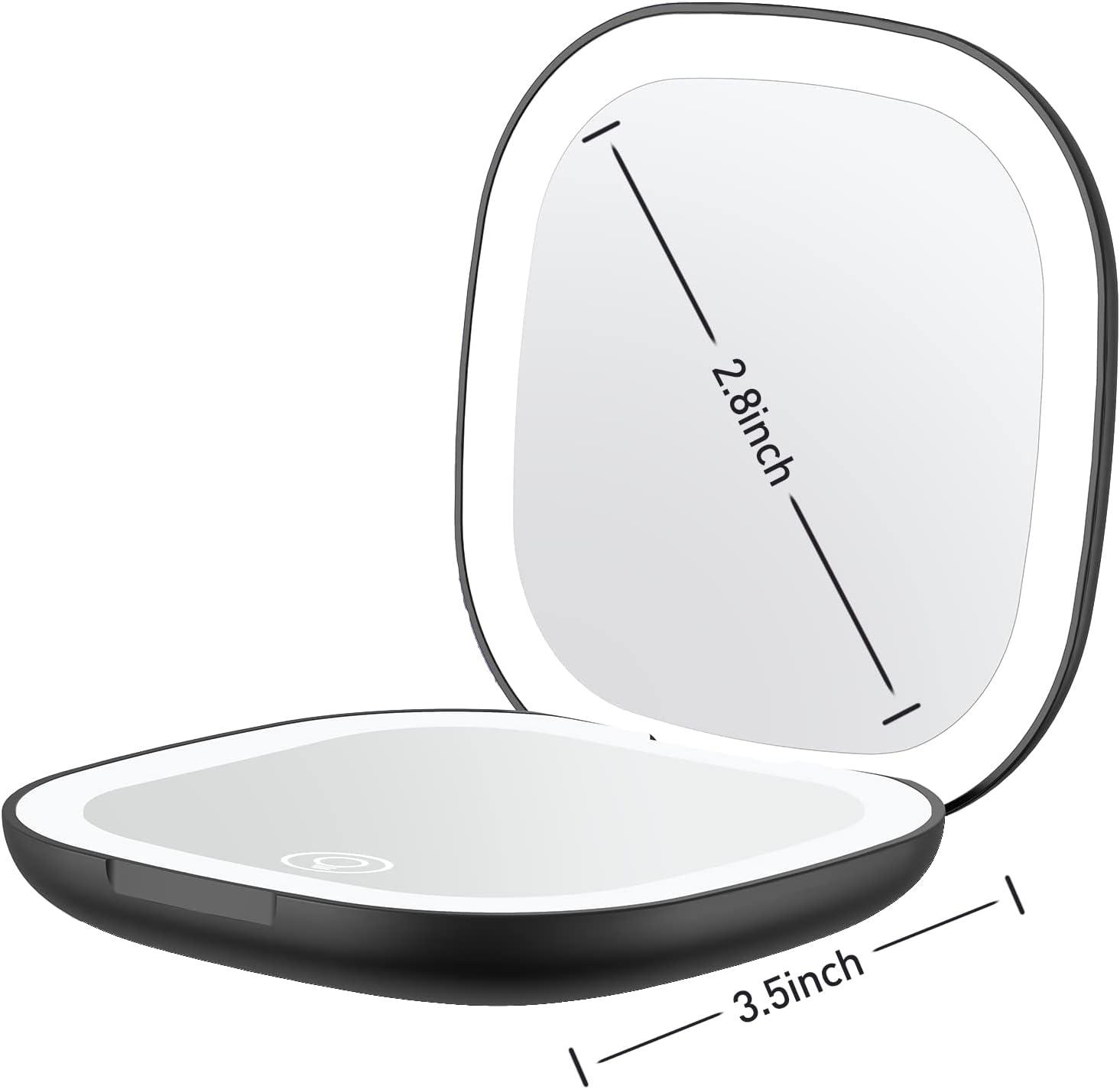 LED Compact Mirror 1X/10X Magnification, 3.5in Lighted Mirror for ...