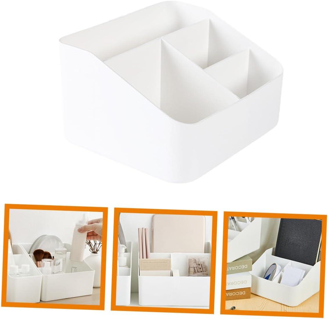 LIFKICH Desk Organizer Box White Organizer Office Plastic Remote ...