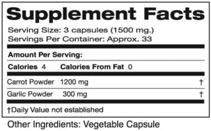 Seagate Carrot and Garlic 500mg Capsules - 100 Count Pack (1 Bottle ...