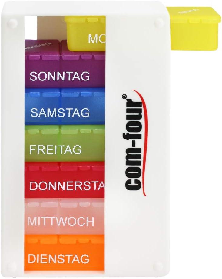 com-four 2x 7-Day Medication Dispenser - Easy Read Pill Box for Morning ...