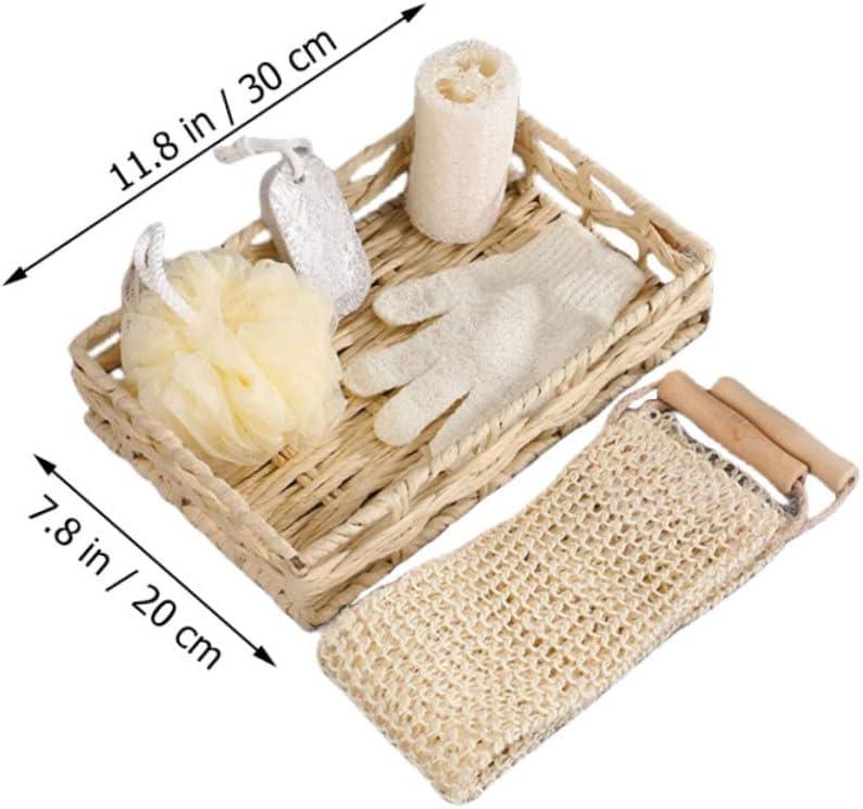 Hemoton Bath Flower Set - Body and Foot Scrubber in Rectangular Basket ...