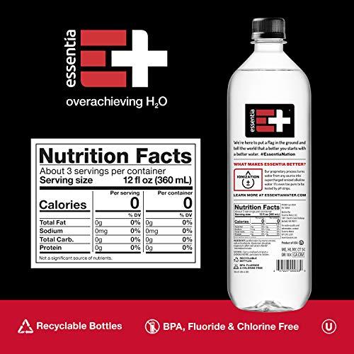 Essentia 1 Liter Bottled Water 99.9% Pure, Infused with Electrolytes ...