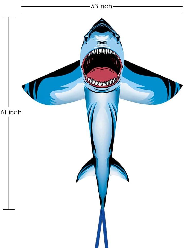 Shark Kite for Kids and Adults - Easy to Fly, 300 FT Kite Line Included ...