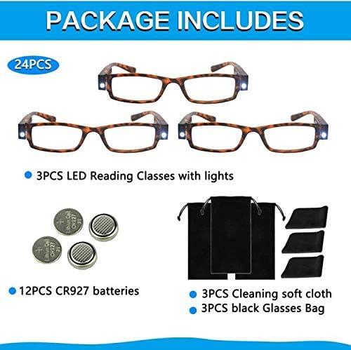 Bright LED Reading Glasses for Clear Vision | Lighted Magnifier ...