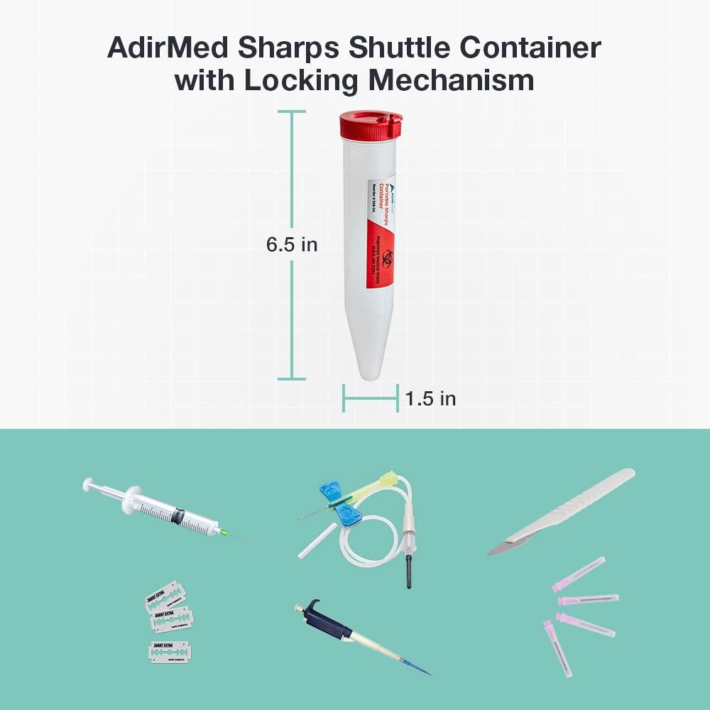 AdirMed Sharps Shuttle Container with Locking Mechanism - 6 Pack, Safe ...