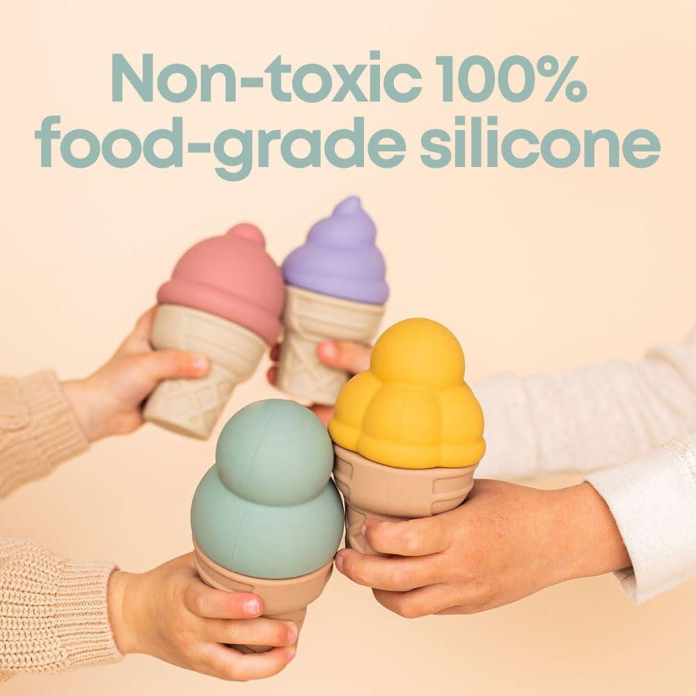 Ivory Cradle Silicone Ice Cream Cone Toy - Set of 4 | Play Kitchen ...