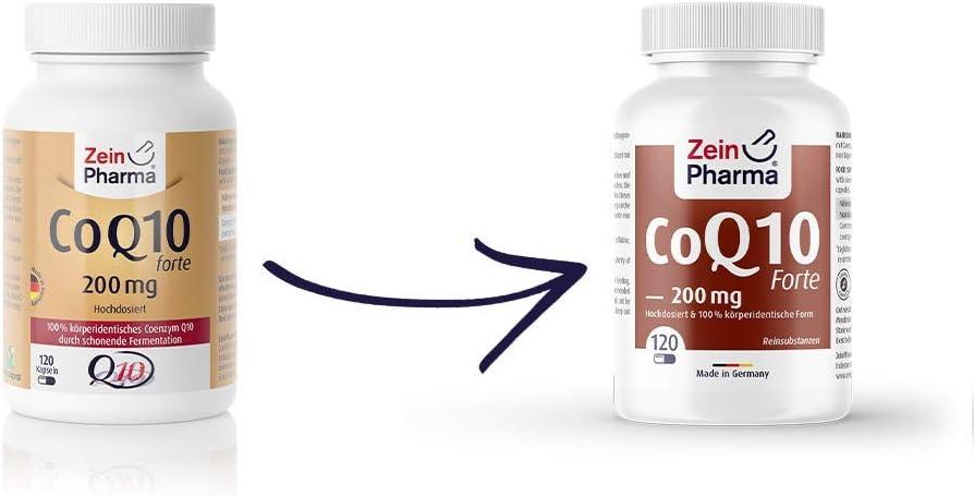 Zeinpharma Coenzyme Q10 Forte 200mg - 120 Vegan Capsules for Energy ...