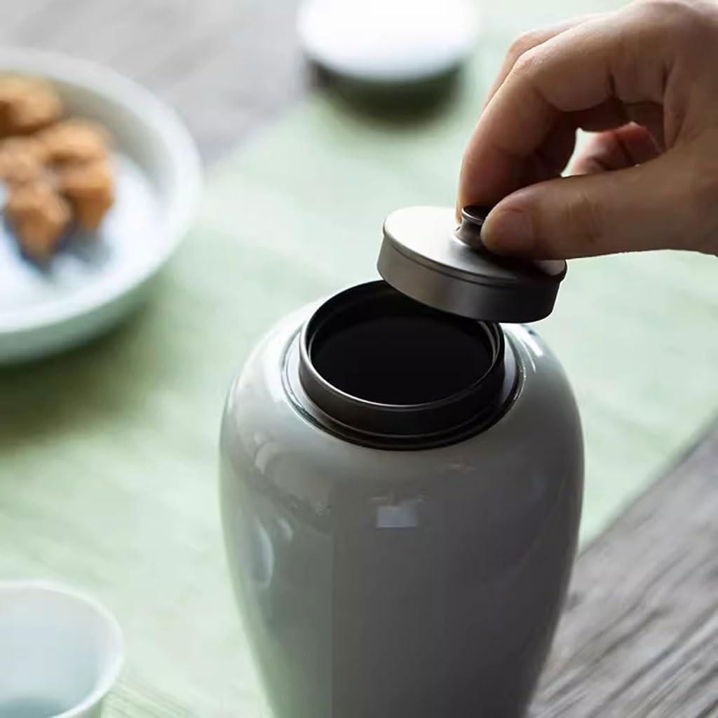 GUSMYPLG Tea Cans Tea Set Ceramic Tea Caddy Hand painted Reed Grass Tea ...