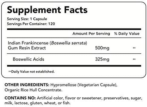 Amandean Boswellia Serrata Extract 500mg - 120 Veggie Capsules ...