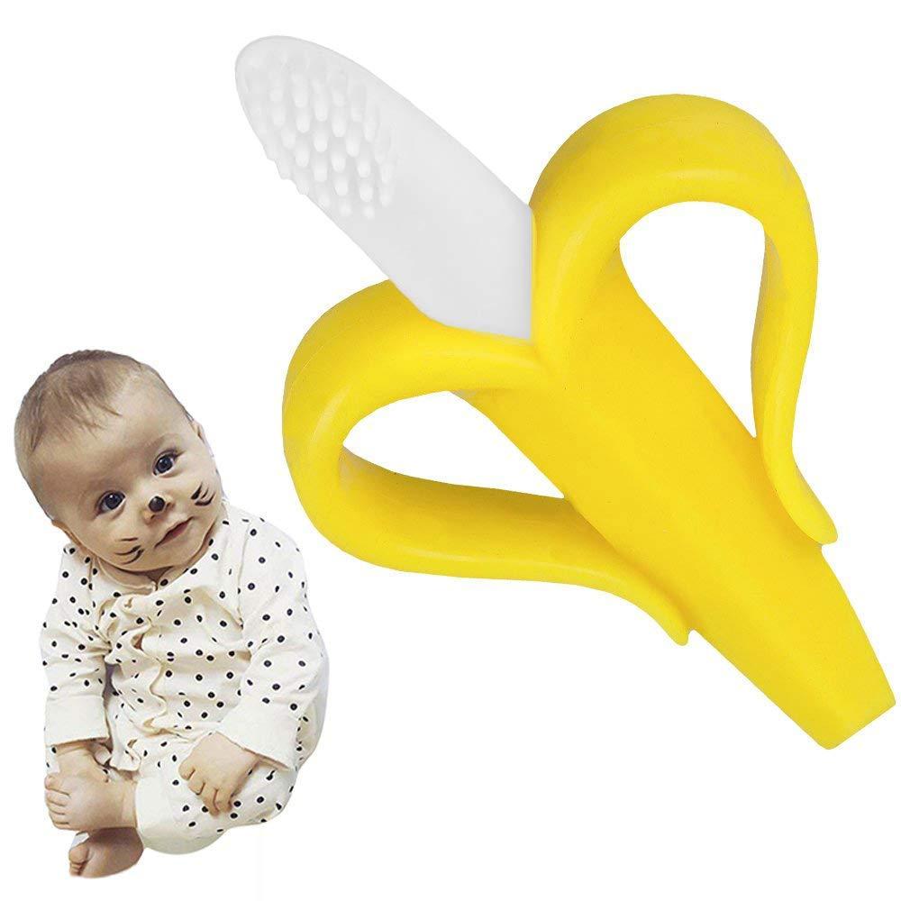 Buy Banana Toothbrush & Teething Ring for Babies - 2 in 1 Teething Aid ...