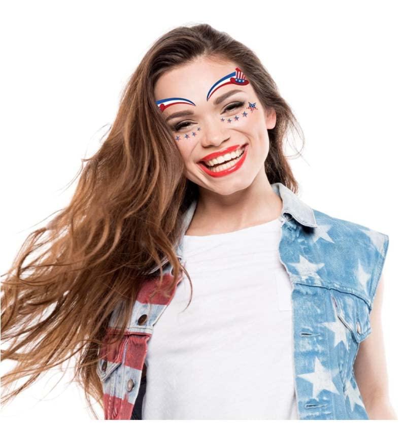 American Flag Patriotic Facial Tattoo Stickers - 10 Piece Set for ...