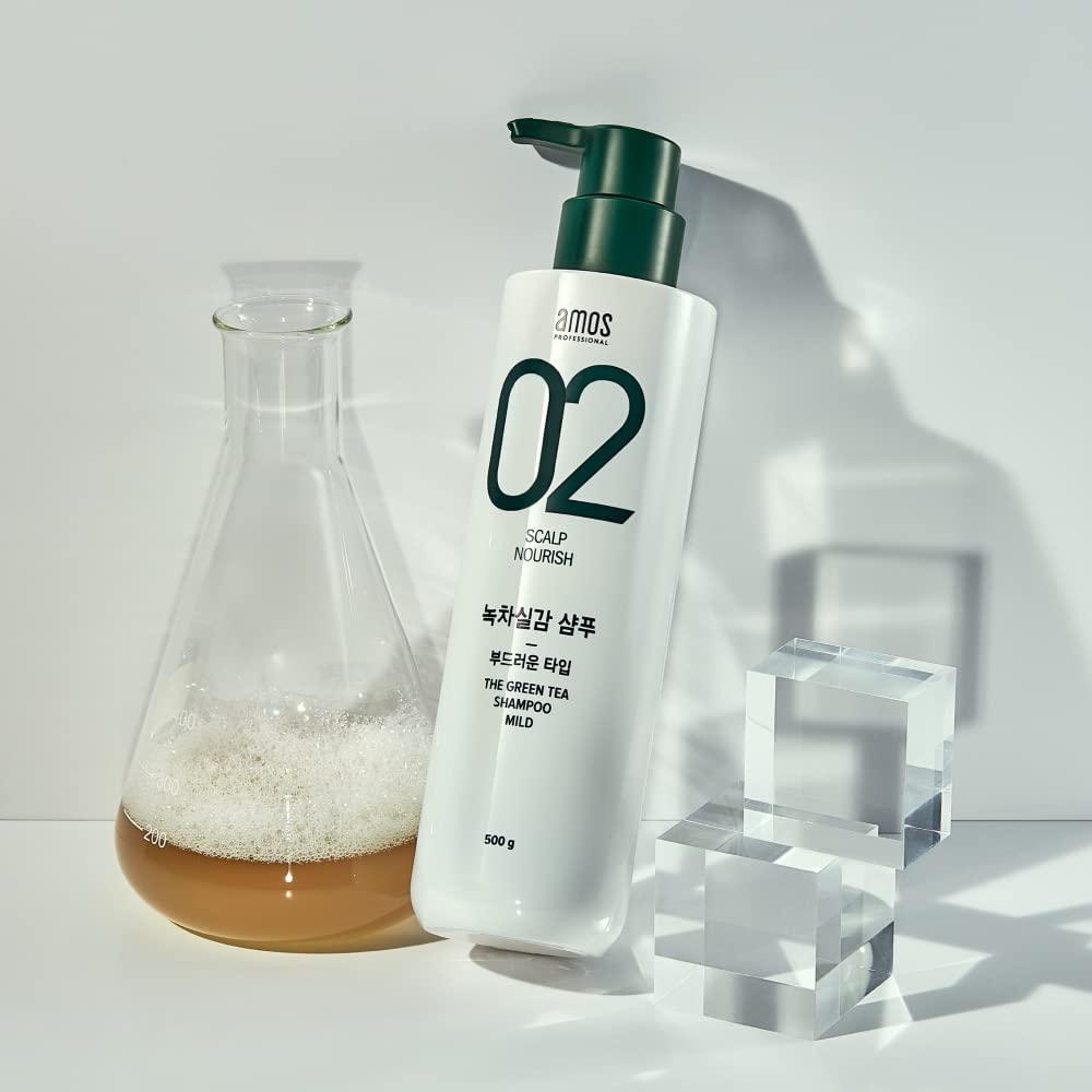 AMOS PROFESSIONAL Green Tea Shampoo for Sensitive Scalp 17.6oz (500g ...