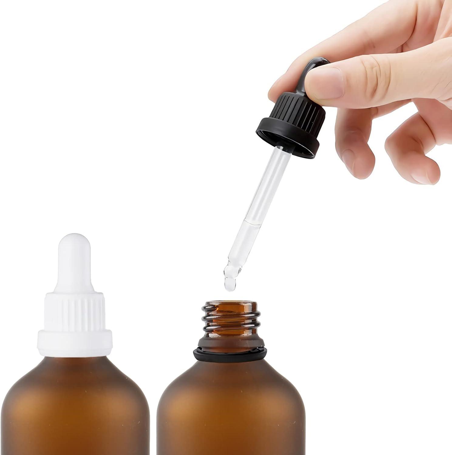 Zeoabsy 4-Pack 100ml Frosted Brown Glass Pipette Bottles - Ideal for ...