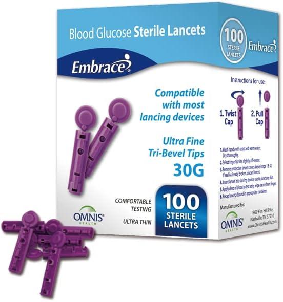 100ct Embrace Talk Blood Glucose Test Strips with 100 Lancets | Buy Now ...