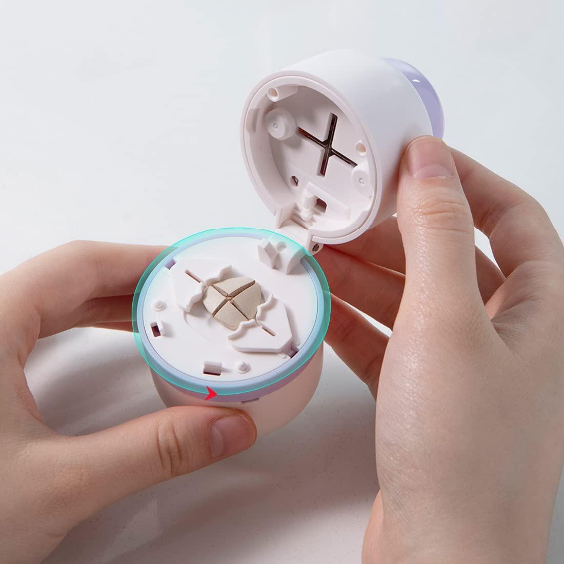 Safety Hidden Blade Pill Cutter & Storage - Split Small & Large Tablets ...