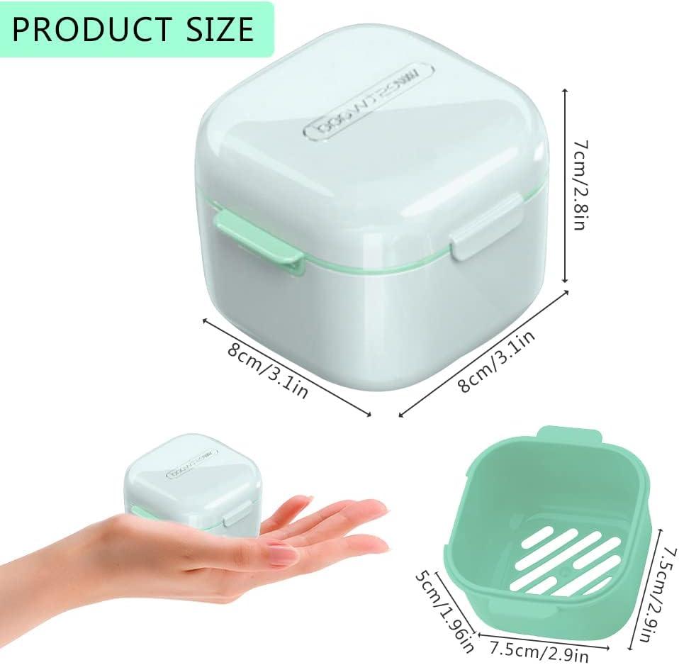 Denture Box Dental Bath with Strainer Portable False Teeth Storage ...