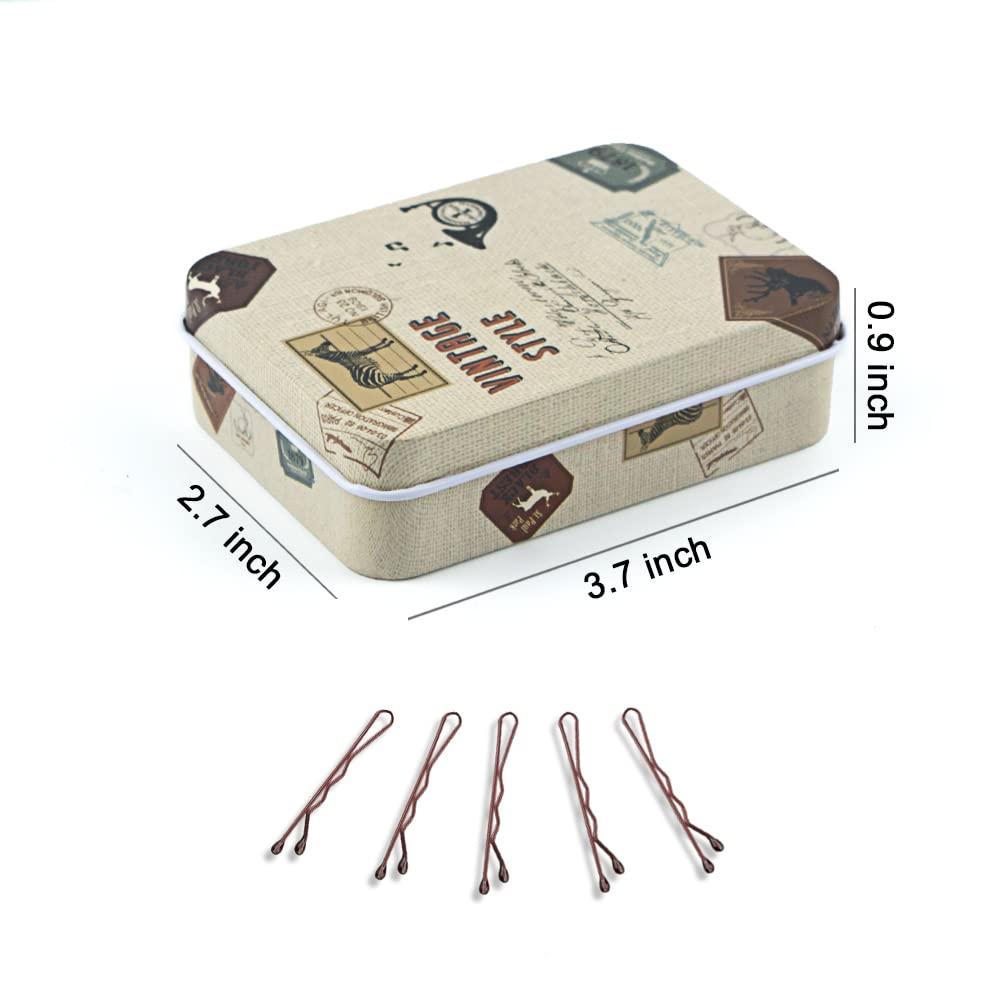 200 CT Mini Brown Bobby Pins with Cute Case - 1.38 Inch Bronze Small ...