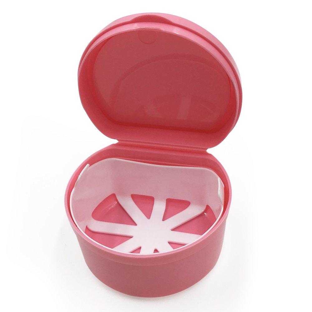 Denture Cup with Strainer & Brush Set - Pink Denture Retainer Case with ...