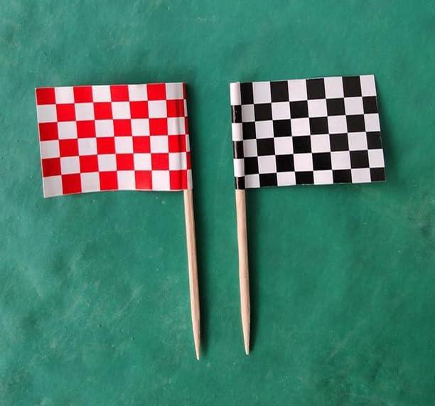 Nenluny 100pcs Black Red Checkered Racing Flag Toothpicks Cupcake ...