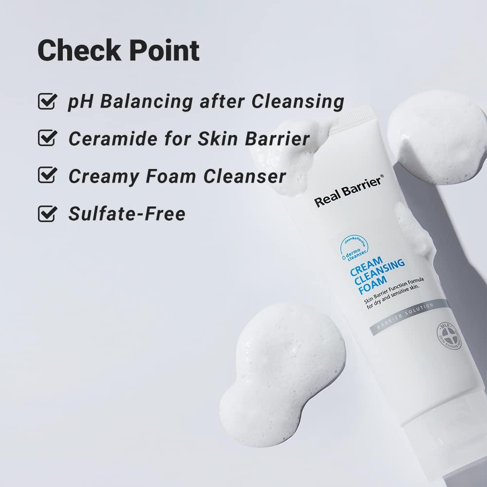 Real Barrier Gentle Sulfate-Free Cream Cleansing Foam with Ceramide | 4 ...