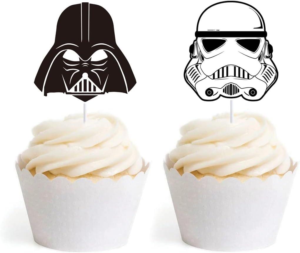 25 Alien War Darth Vader Happy Birthday Cake Topper Cupcake Toppers ...