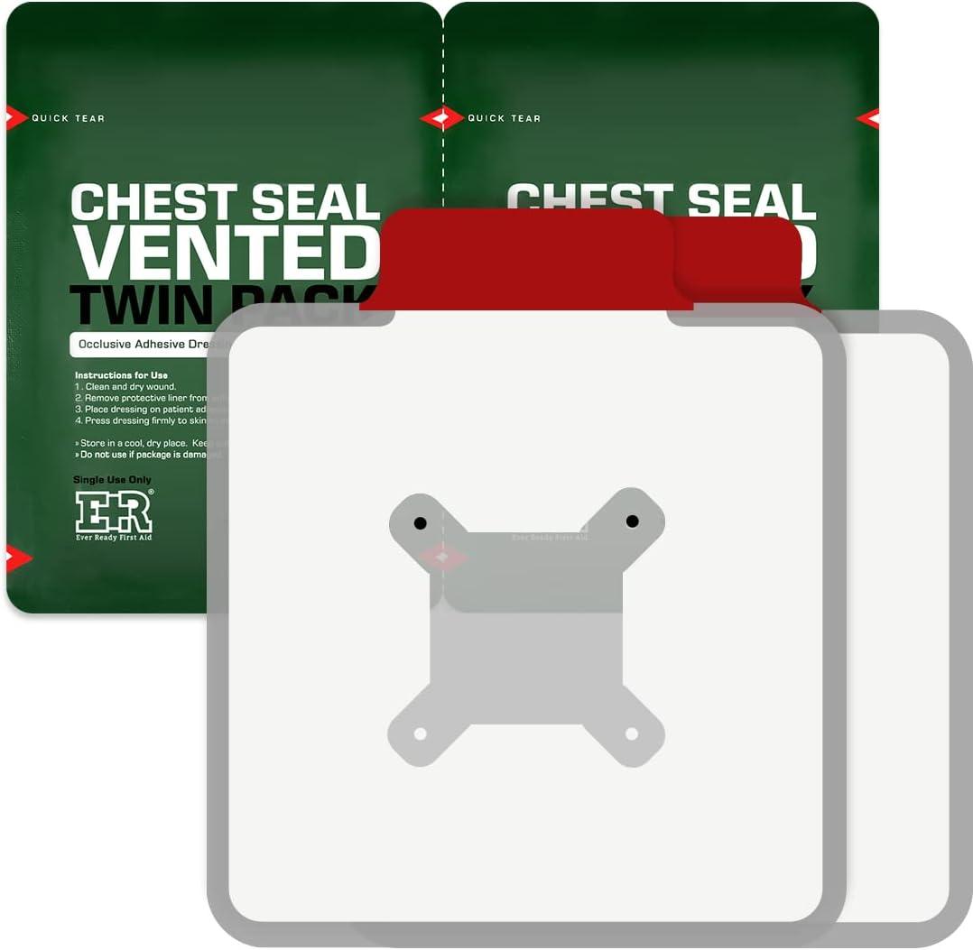 Ever Ready First Aid Vented Chest Seal with Quick Tear Twin Pack- 6.6 ...