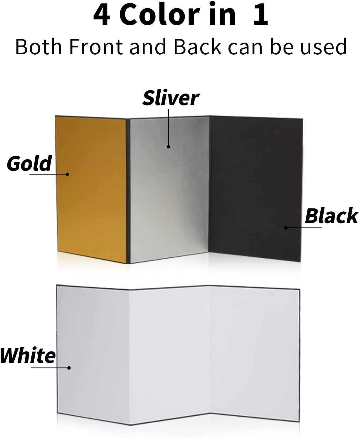 BEIYANG 4 in 1 Cardboard Light Reflector Set - 12x8 in White Black ...