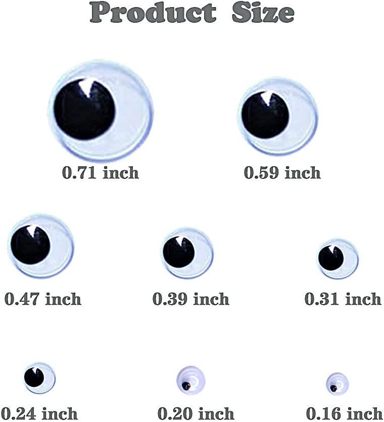 Vivixin 730pcs Self Adhesive Black Wiggle Googly Eyes for Crafts - Large & Small Assorted Sizes ...