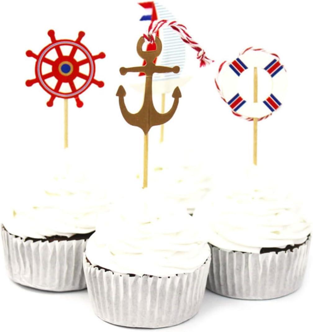 24pcs nautical cake topper nautical cupcake picks nautical theme party ...