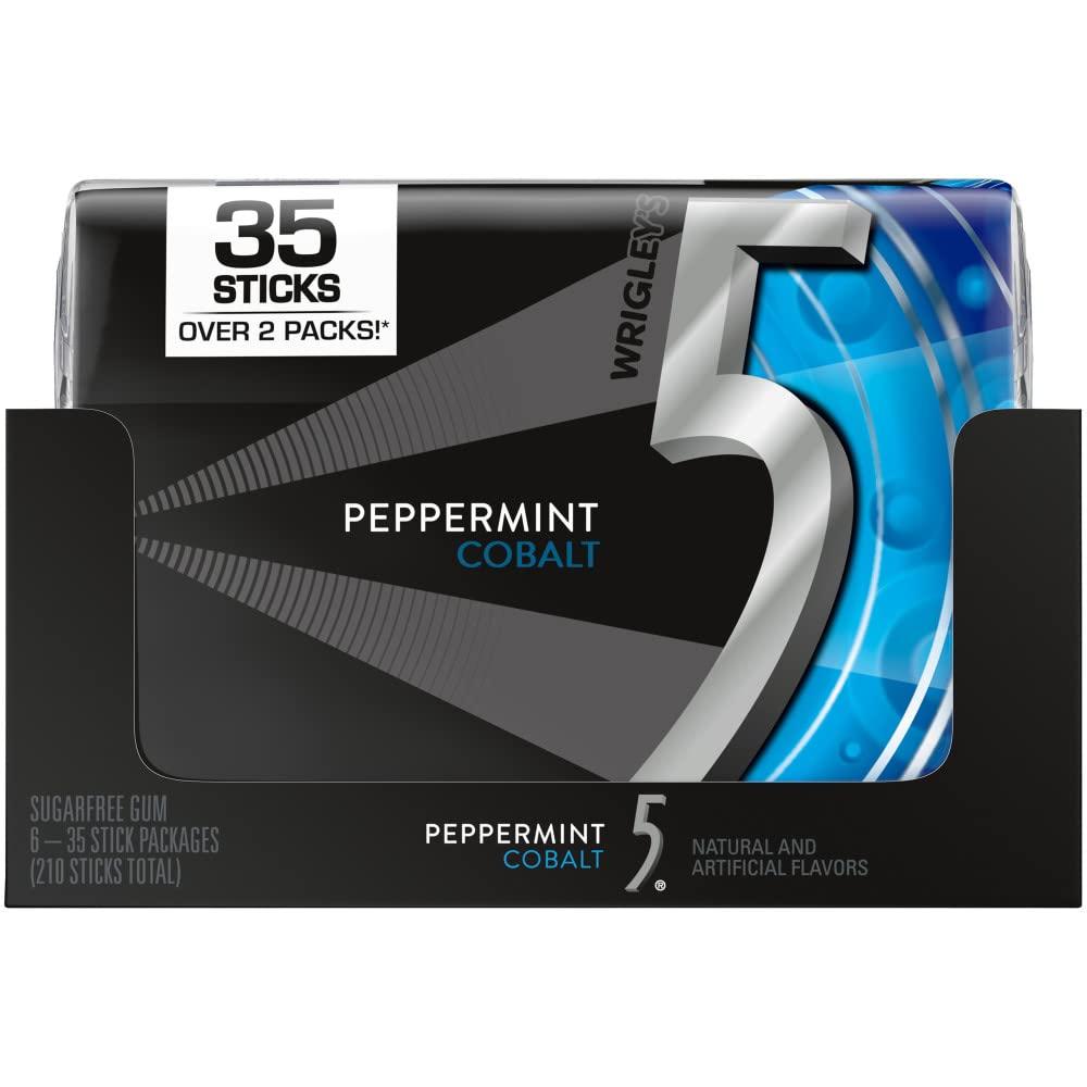 5 GUM Peppermint Cobalt Sugar Free Chewing Gum 35-Stick Pack (6 Packs ...