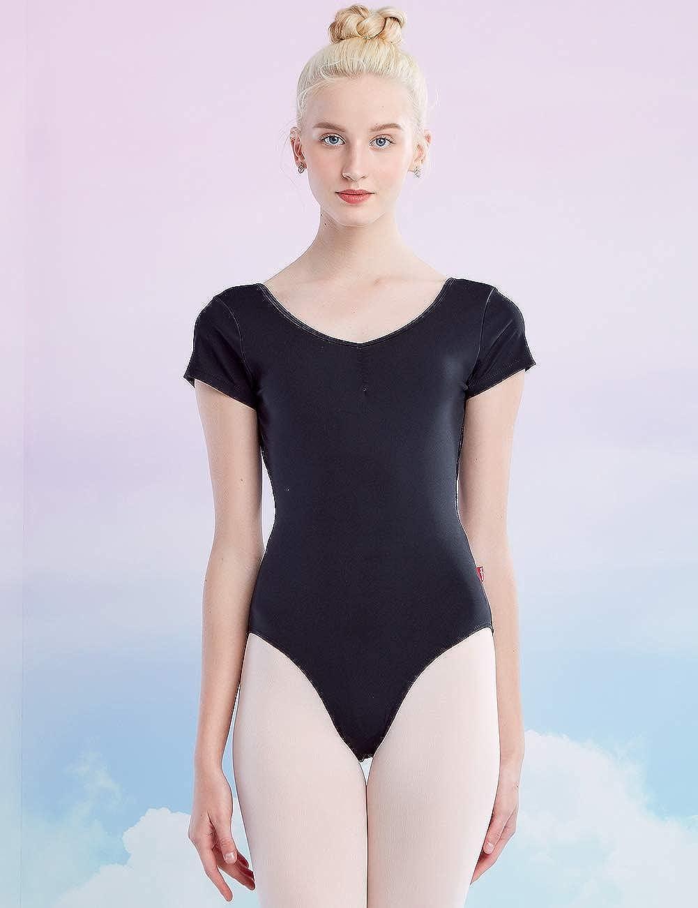 Daydance Spandex Short Sleeve Lace Back Ballet Leotard - X-Small Black | Buy Now with Express ...