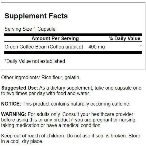 Swanson Full Spectrum Green Coffee Bean 400 Milligrams 60 Capsules (2 Pack)