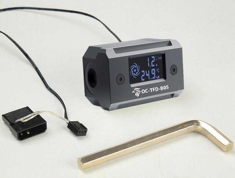 G1/4 Inline Temp & Flow Rate Monitor for PC Water Cooling Loop Digital ...