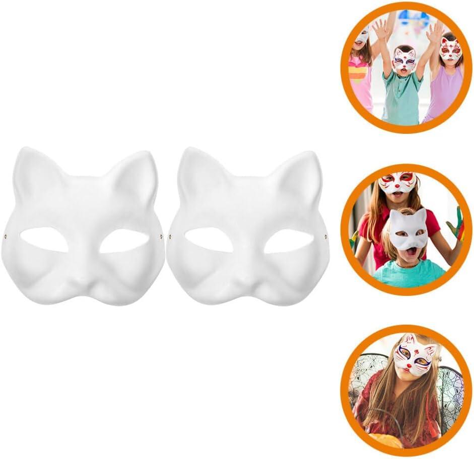Buy Toyvian Cat Mask - 2 Pack White Therian Masks for DIY Cosplay ...
