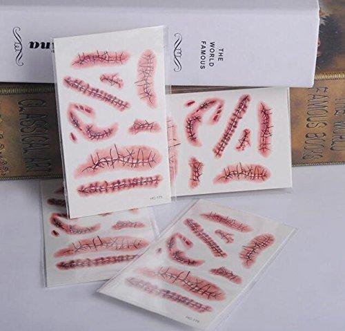 Realistic Fake Bloody Wound Stitch Scar Waterproof Tattoo Sticker ...