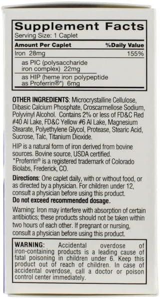 Feosol Bifera HIP & PIC Iron Supplement Complete - 90 Caplets Pack ...