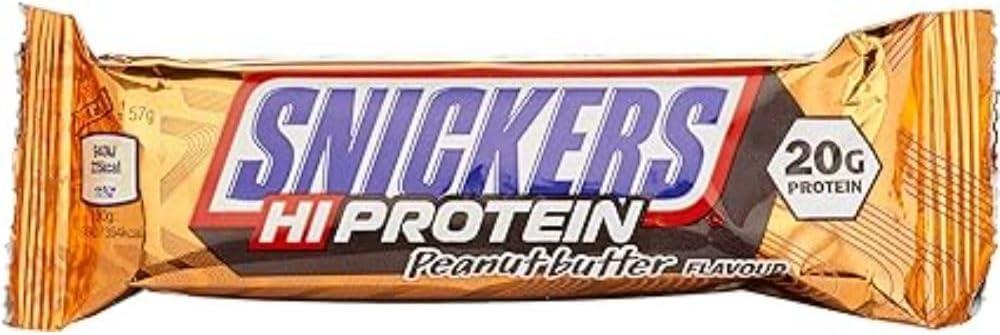 Snickers Hi Protein Peanut Butter Bar 12x57g - 20g Protein, Caramel Peanuts, Mild Chocolate ...