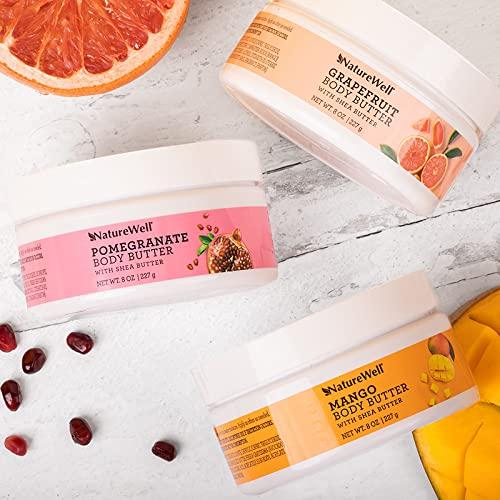 NATUREWELL Shea Body Butter Variety Pack - Grapefruit, Mango ...