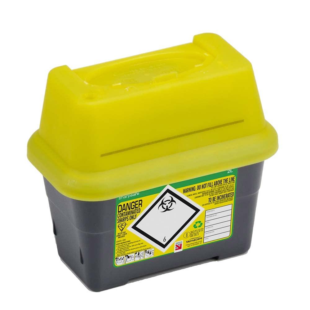 Sharpsafe 2 Litre 5th Generation Yellow/Grey -Sharps Bin Clinical Waste ...