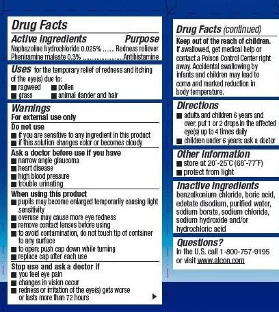 Alcon Naphcon Eye Drops 15ml - Allergy Relief | Fast-acting Formula