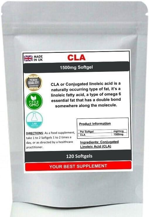 CLA 1500mg Softgel Capsules (Conjugated Linoleic Acid) High Strength 30 ...