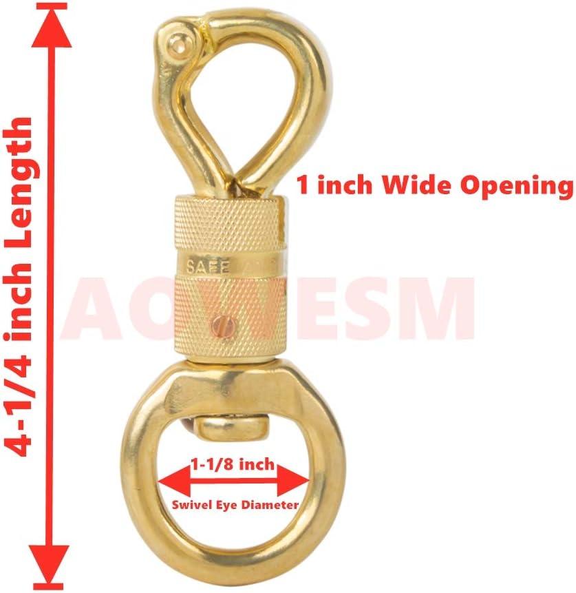 AOWESM Solid Brass Panic Snap 1-1/8 Inch X 4-1/4 Inch Quick Release with Round Swivel and Twist ...