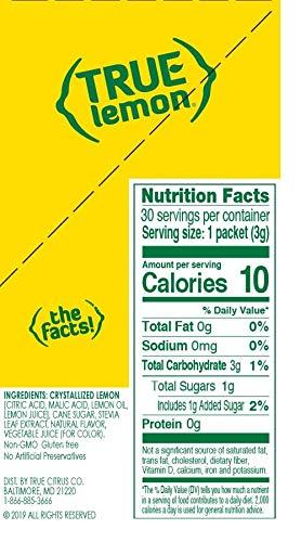 TRUE LEMON Raspberry Lemonade Drink Mix - 30 Packets, Real Lemon, No ...
