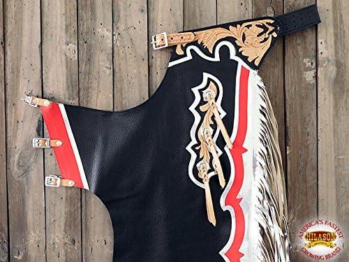 HILASON Genuine Black Leather Pro Rodeo Bull Riding Chaps | Western ...