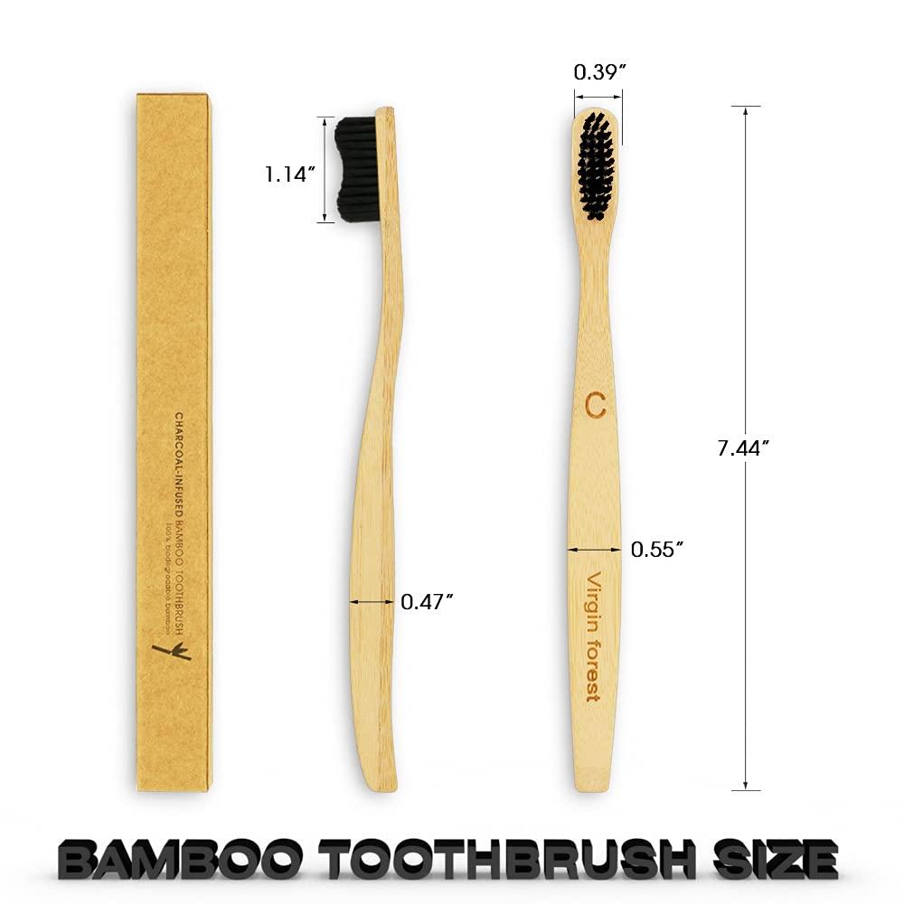 Virgin Forest Bamboo Charcoal Toothbrushes - Pack of 6 | Eco Friendly ...