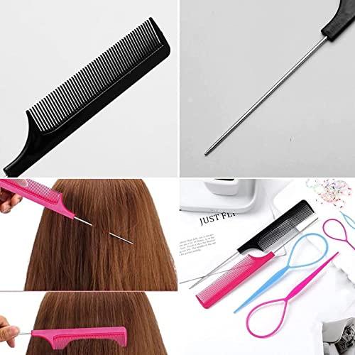 6Pcs Hair Loop Tool Set with French Braid Tool, Metal Pin Comb, Rubber ...