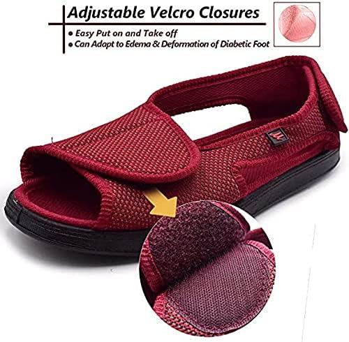 ZXCDF Womens Diabetic Slippers - Open Toe Adjustable Arthritis Edema ...